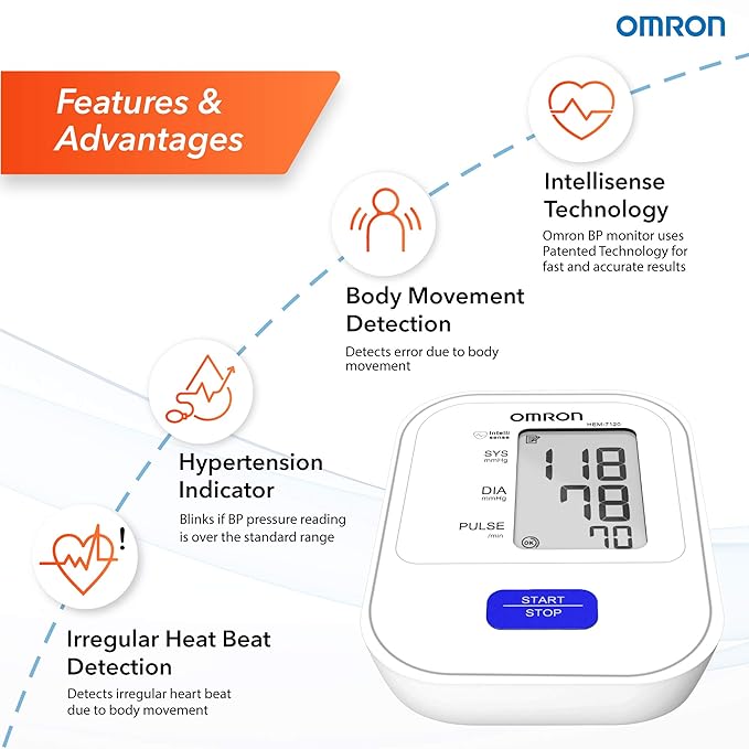 Omron HEM 7120 Fully Automatic Digital Blood Pressure Monitor With ...